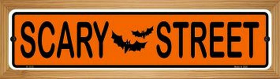 Scary Street Novelty Wood Mounted Small Metal Street Sign
