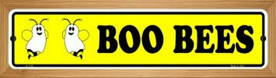 Boo Bees Novelty Wood Mounted Small Metal Street Sign