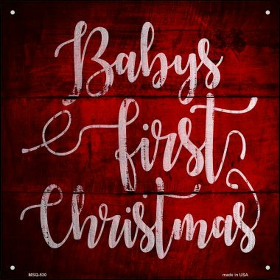 Babys First Christmas Novelty Mini Metal Square Sign