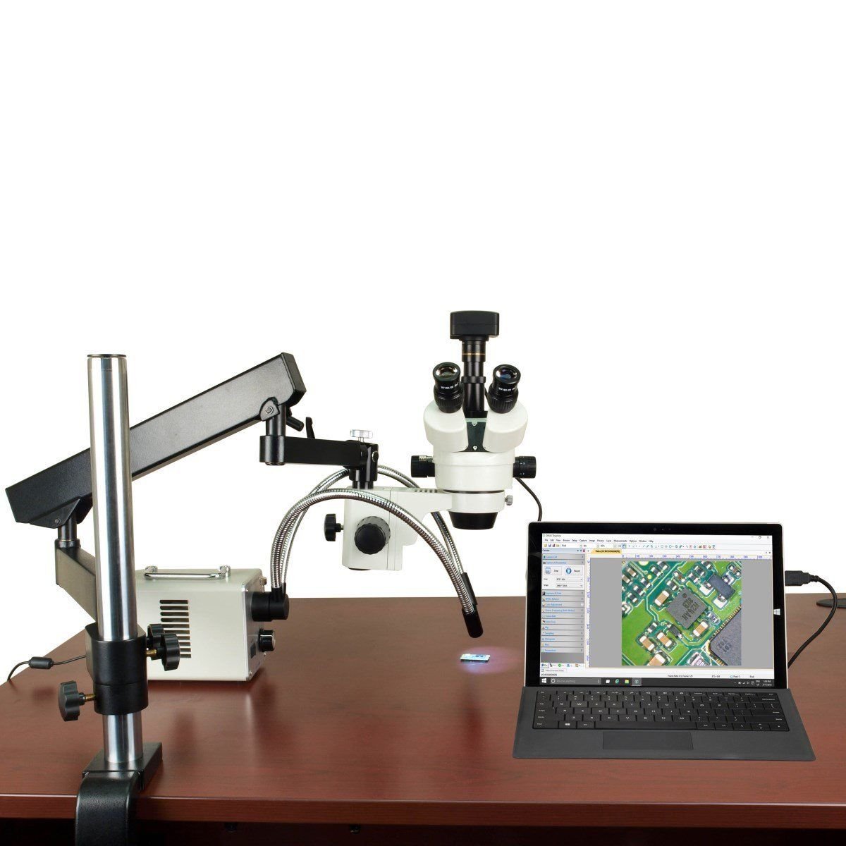 OMAX 2.1X-225X 18MP USB3.0 Digital Stereo Microscope on Articulating ...