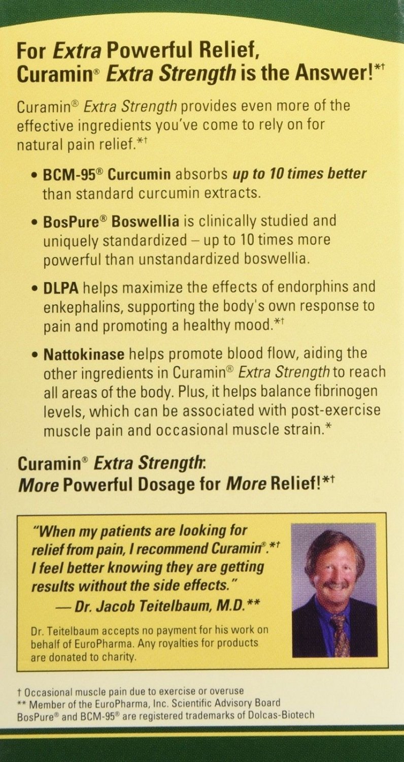 Terry Naturally Curamin Extra Strength Powerful Pain Relief Curcumin 60 ...