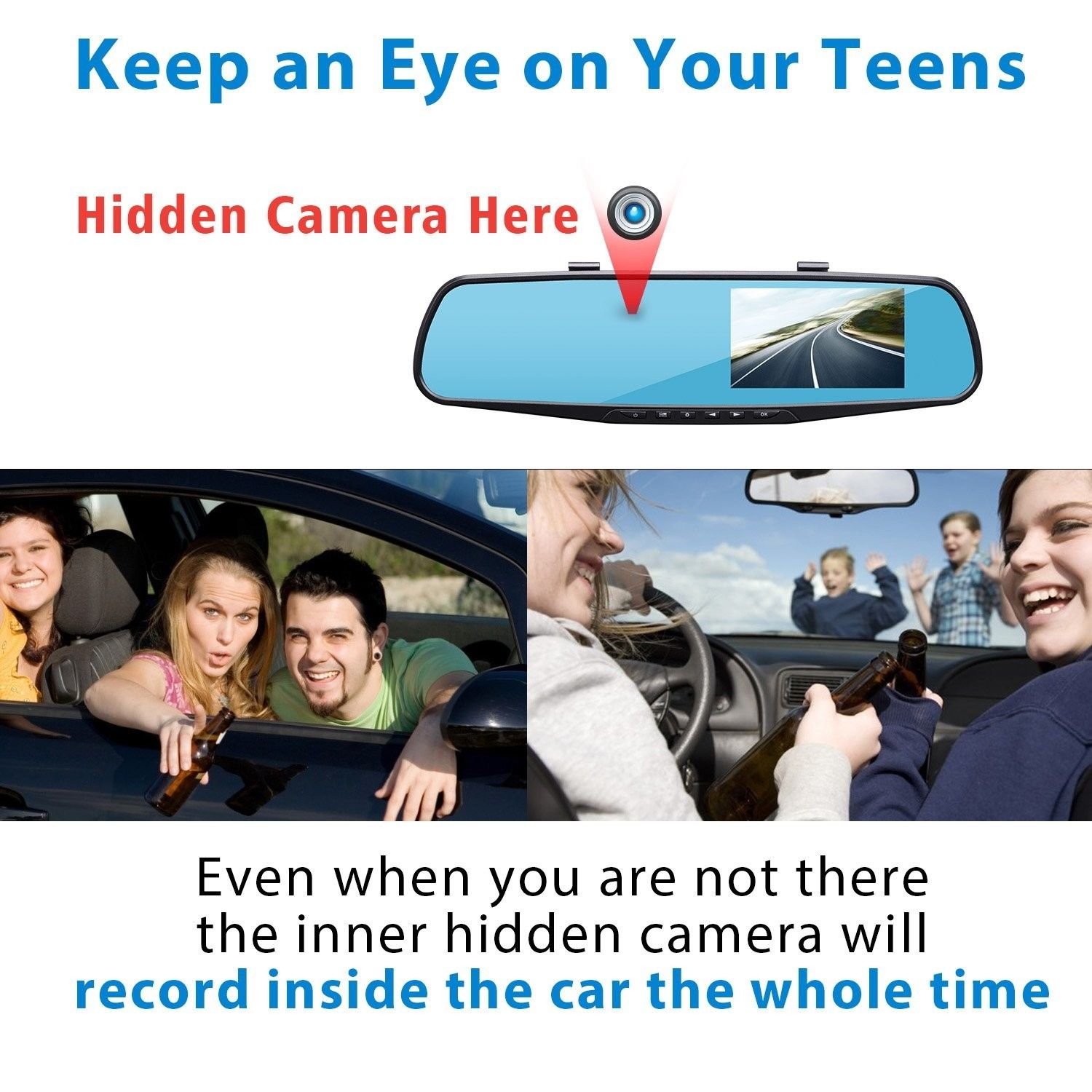 Hidden Dual Dash Cam Spy Interior Car Mirror Camera HD 1080p Front DVR ...