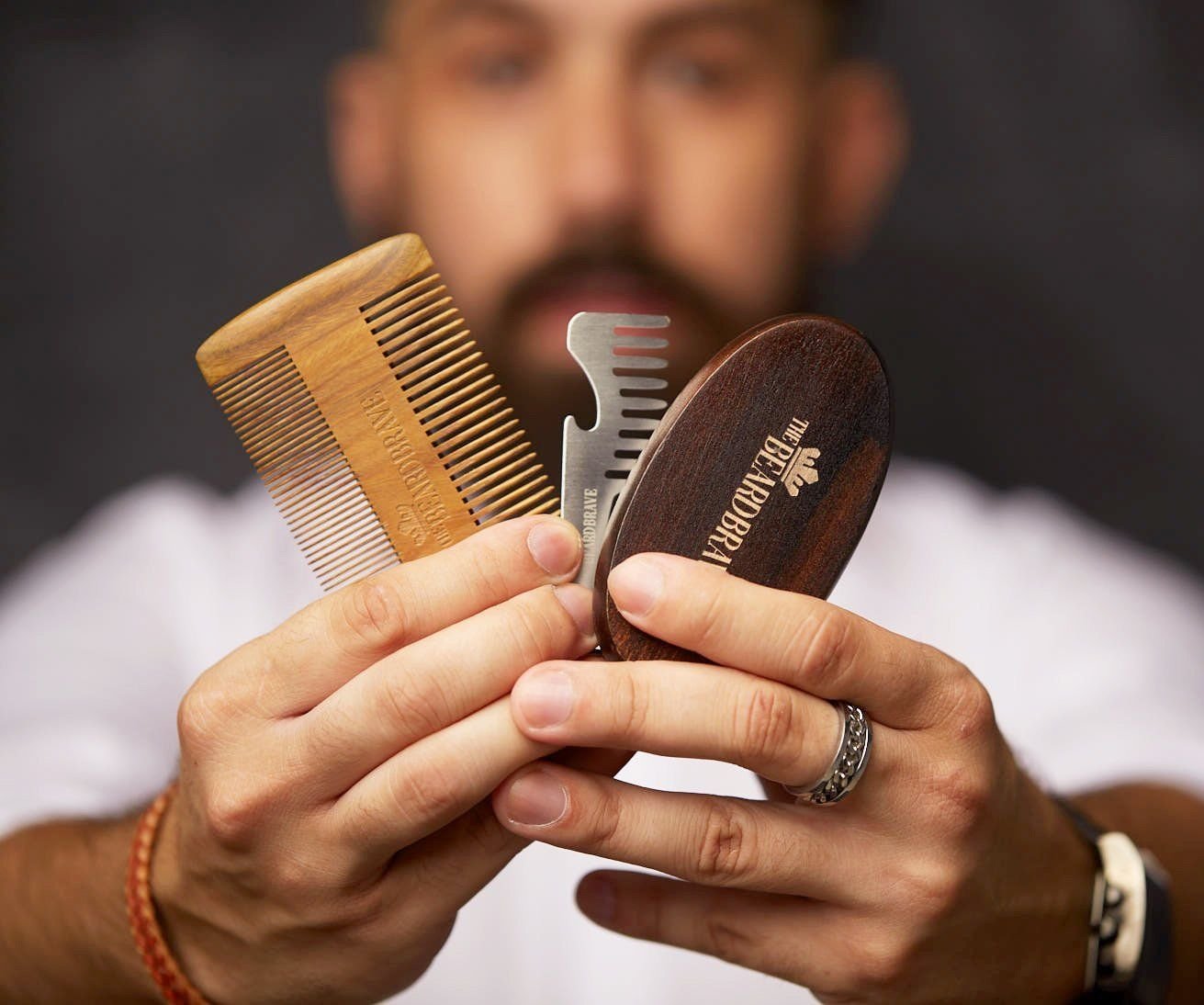 Beard Brush and Beard Comb Set - Beard Grooming Kit - Sandalwood Beard ...