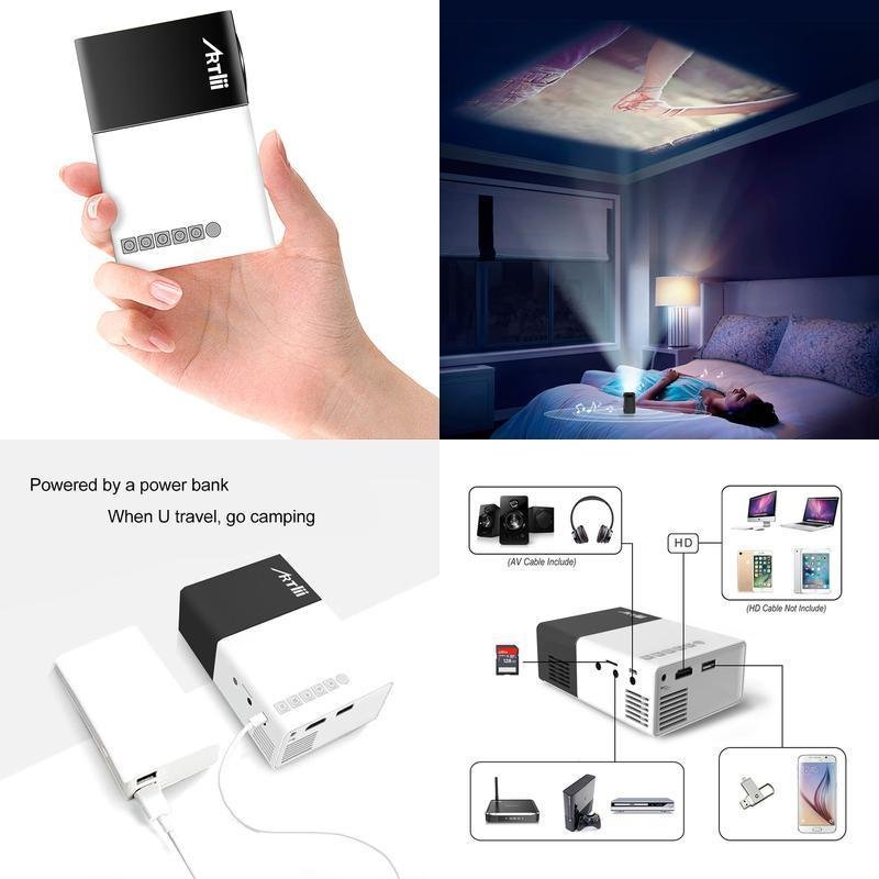 Pico Portable LED Mini Projector Home Cinema Theater Multi-Port Support ...