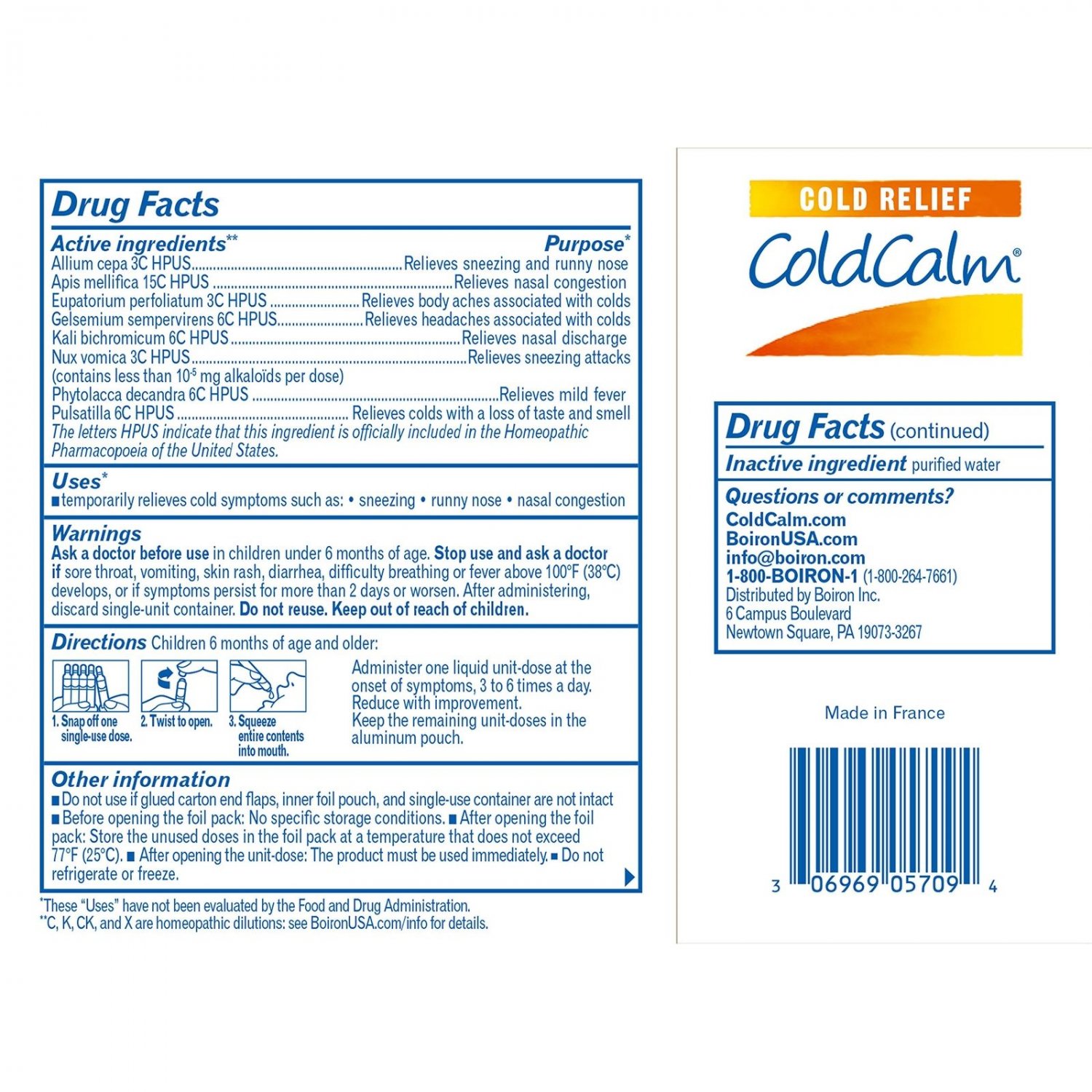 Boiron Coldcalm Baby, 30 Doses Baby Cold Relief Drops for Sneezing ...
