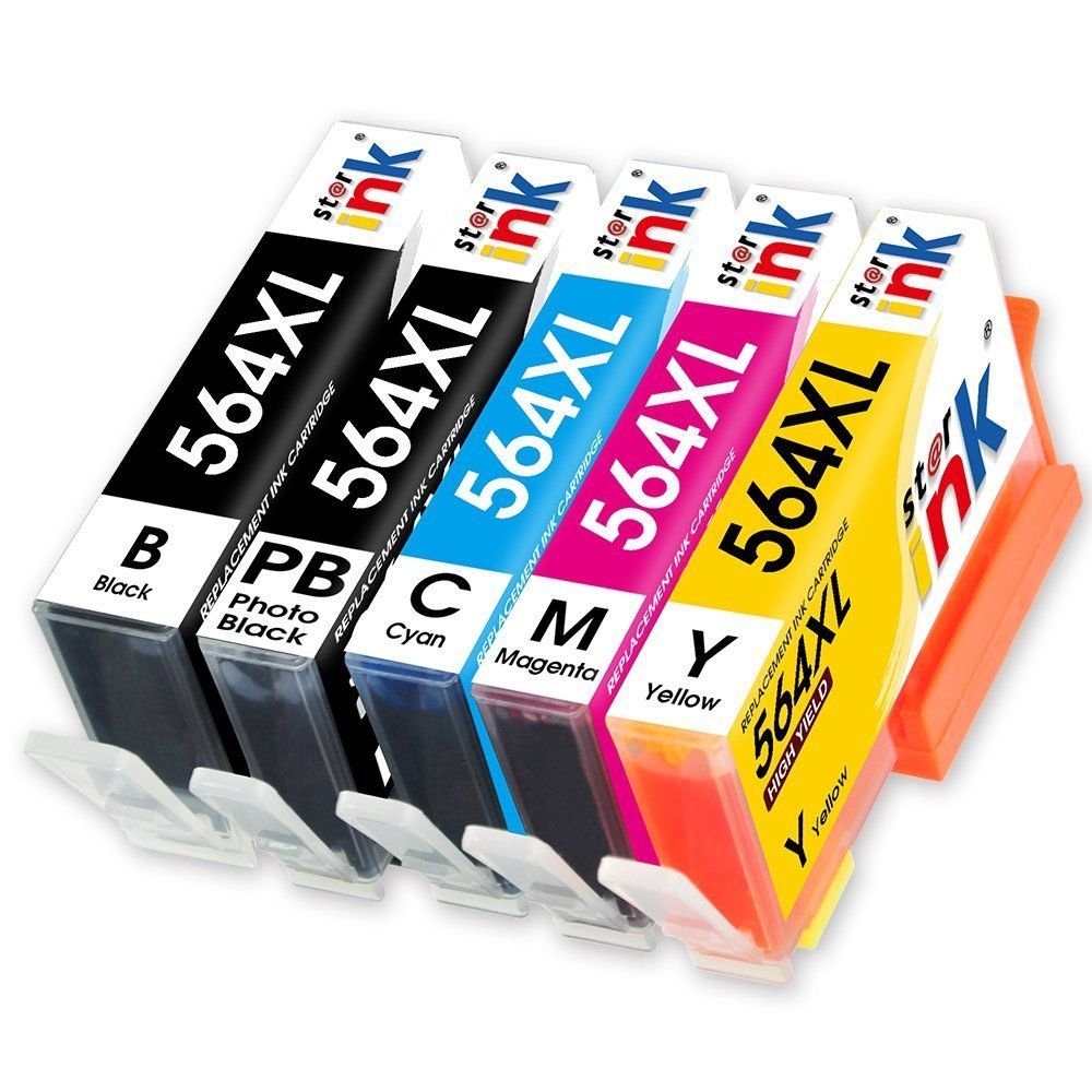5 Color 564 XL Ink Cartridges Replacement Hight Yield for Photosmart Series