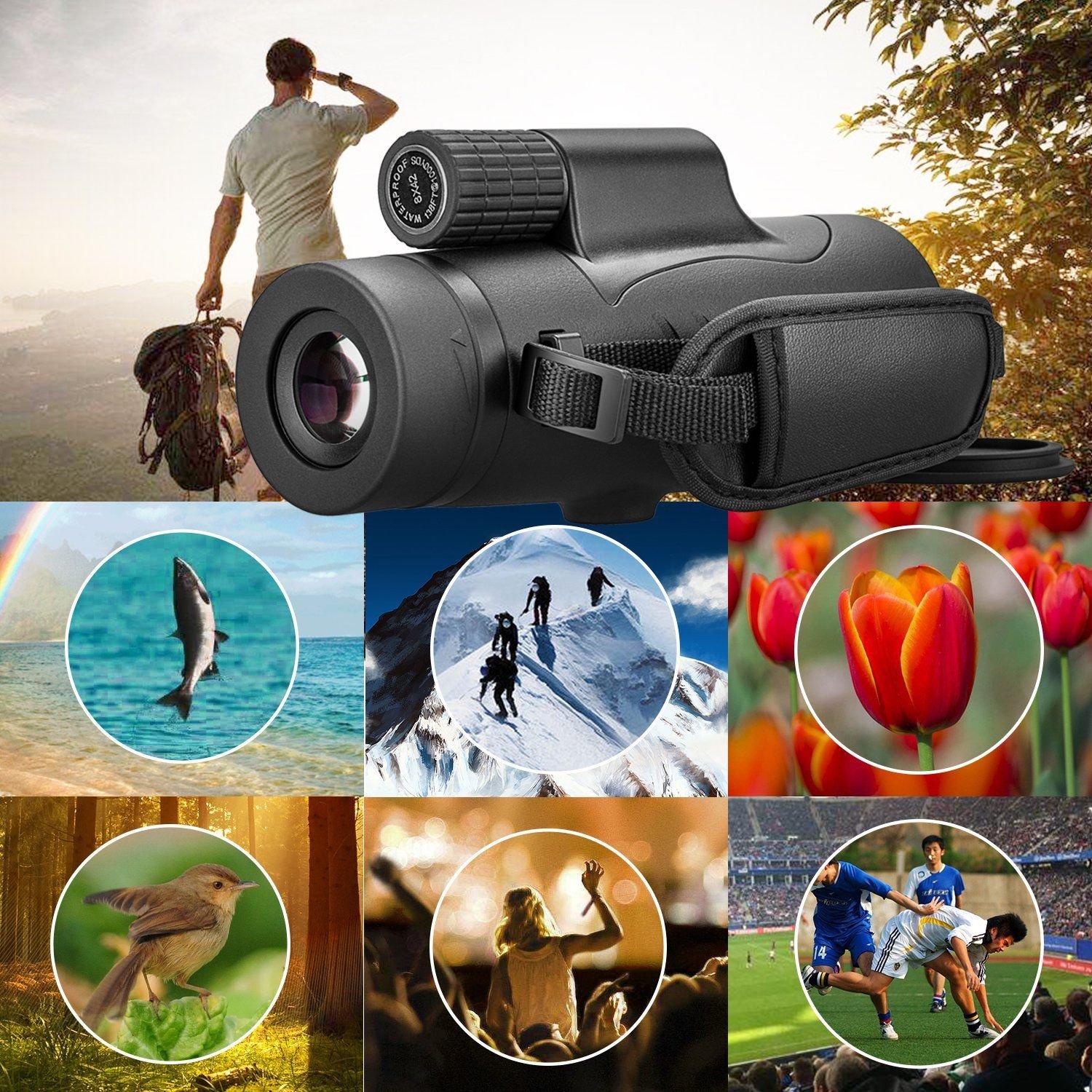 Monocular Telescope High Power 8x42 Monoculars Scope Compact Portable ...