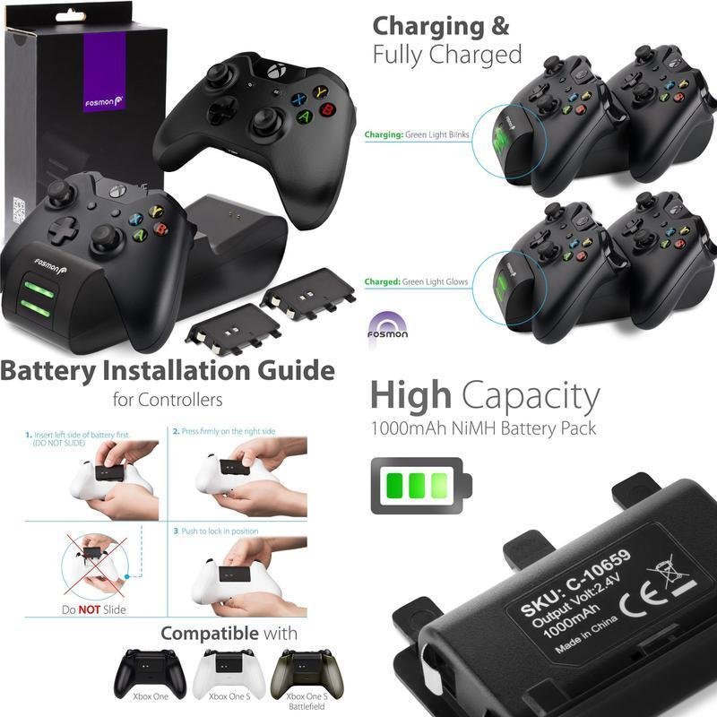 Xbox One /X / S Wireless Controller Charger Dock Dual Charging Port +2 ...