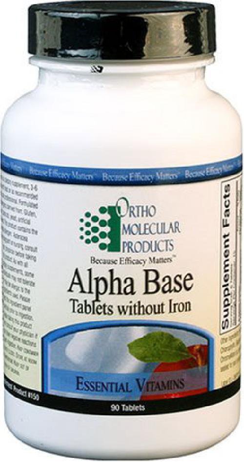 Ortho Molecular Products Alpha Base Tablet without Iron, 180 Count