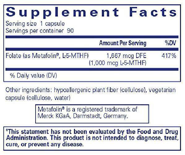 Pure Encapsulations - Folate 1000 - Hypoallergenic Supplement with ...