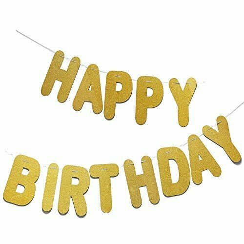 Happy Birthday String Banner, Party Supplies (Gold, 10.25 In x 10.5 ft)