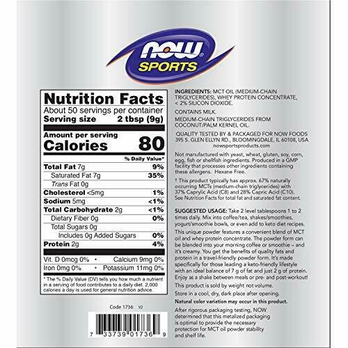 NOW Sports Nutrition, MCT Powder With Whey Protein Isolate, 67% MCTs ...