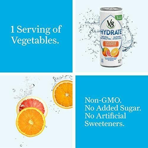 V8 +Hydrate Plant-Based Hydrating Beverage, Blueberry Acai, 8 oz. Can ...