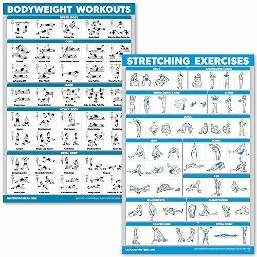 QuickFit Bodyweight Workouts and Stretching Exercise Poster Set ...