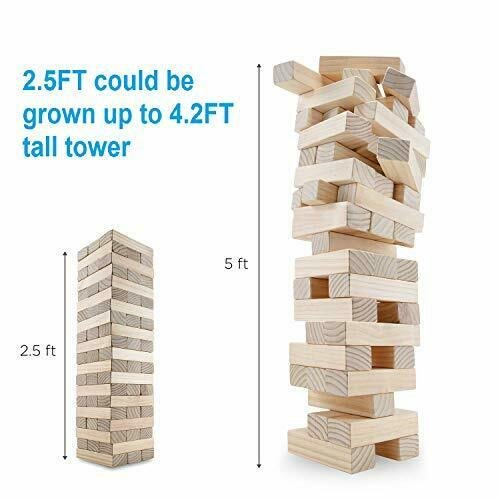 Large Tumbling Timbers Blocks 54 Pcs-Giant Wooden Toppling Tower&Jenge ...