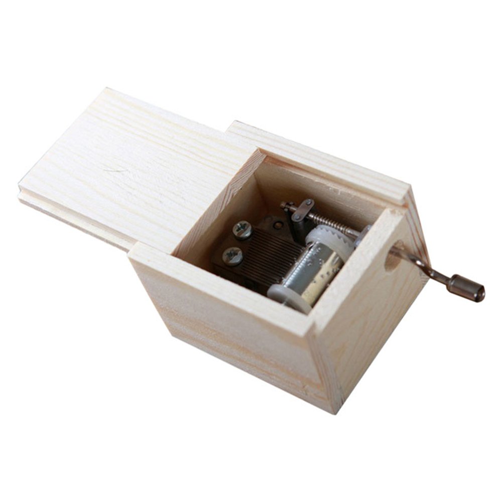 Wooden Mini Music Box DIY Mechanical Retro Vintage Hand Crank Music Box ...