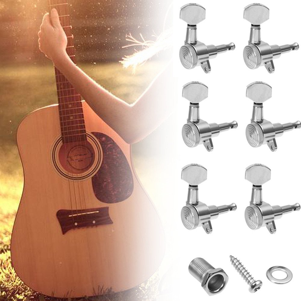 Chrome Electric Bass Guitar Tuning Peg 6 Inline 2 Pin Locking Tuning ...