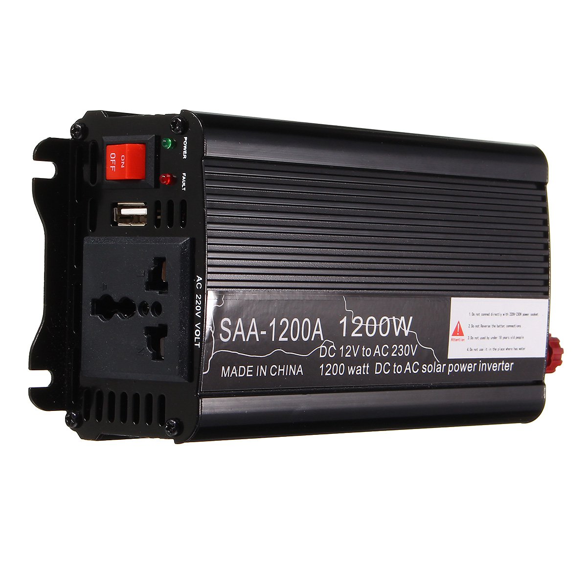 Solar Power Inverter 1200W Peak 12V DC To 220V AC Modified Sine Wave ...