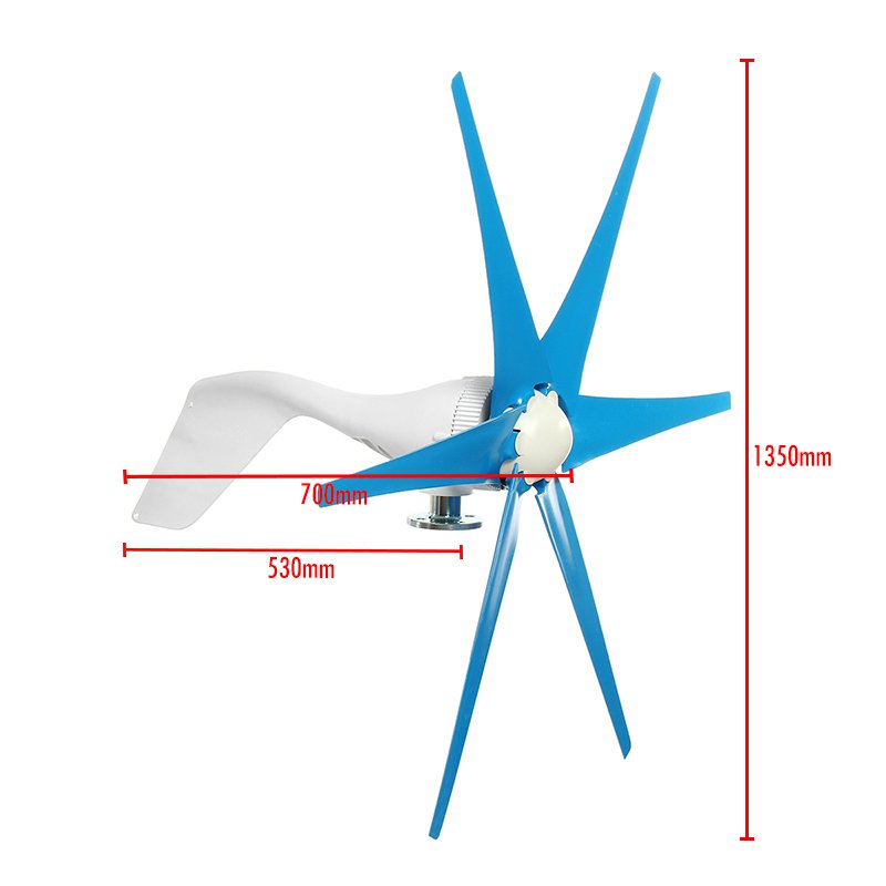 800W Wind Turbine 6 Blades DC 12V/24V Wind Turbine Generator High Wind ...
