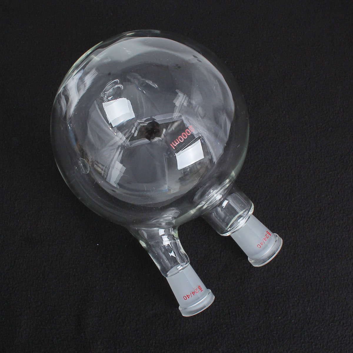 2000mL 24/40 Joint 2 Neck Round Bottom Glass Flask Double Neck Lab ...