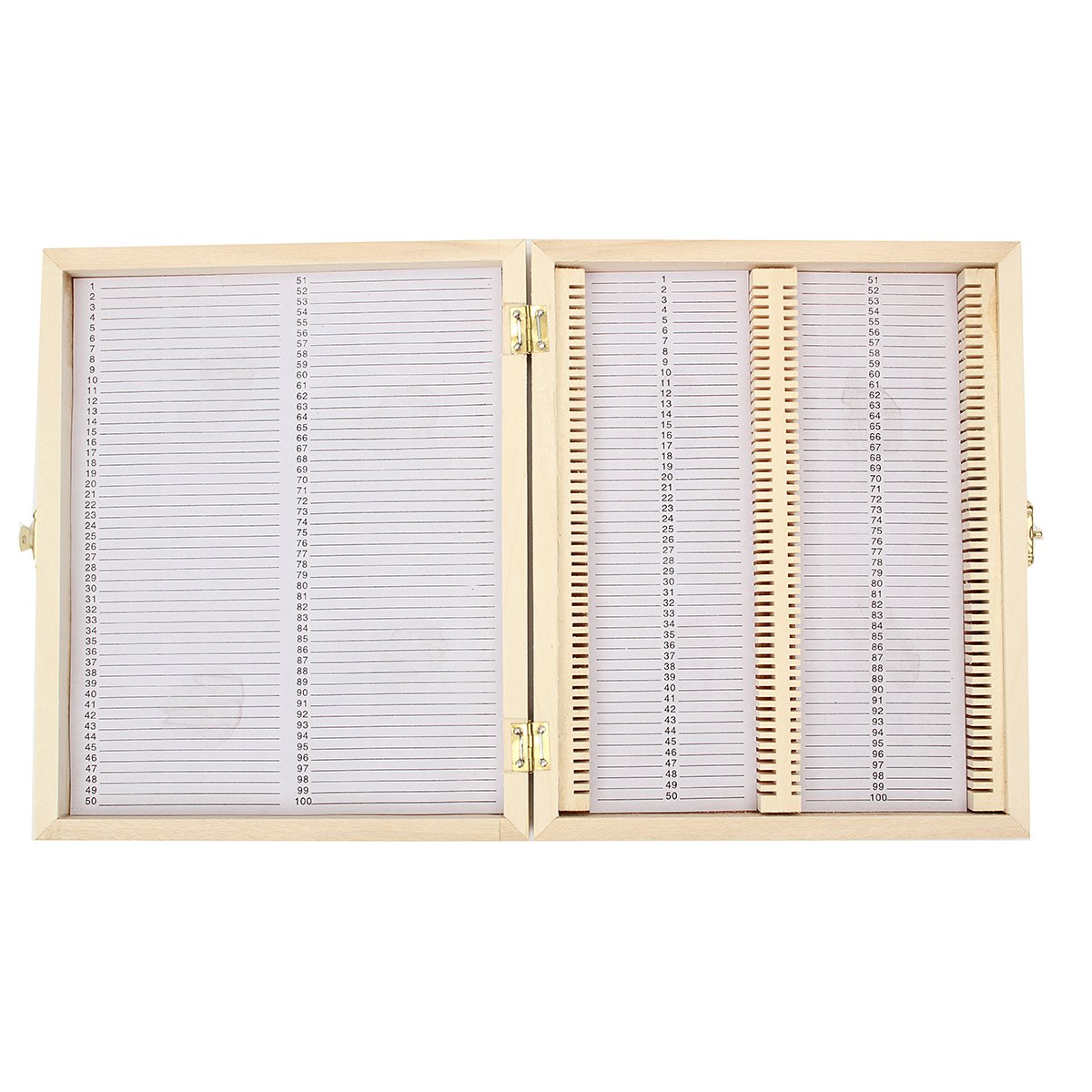 100 Slots Wooden Microscope Glass Slides Case Box Holder Storage Specimen