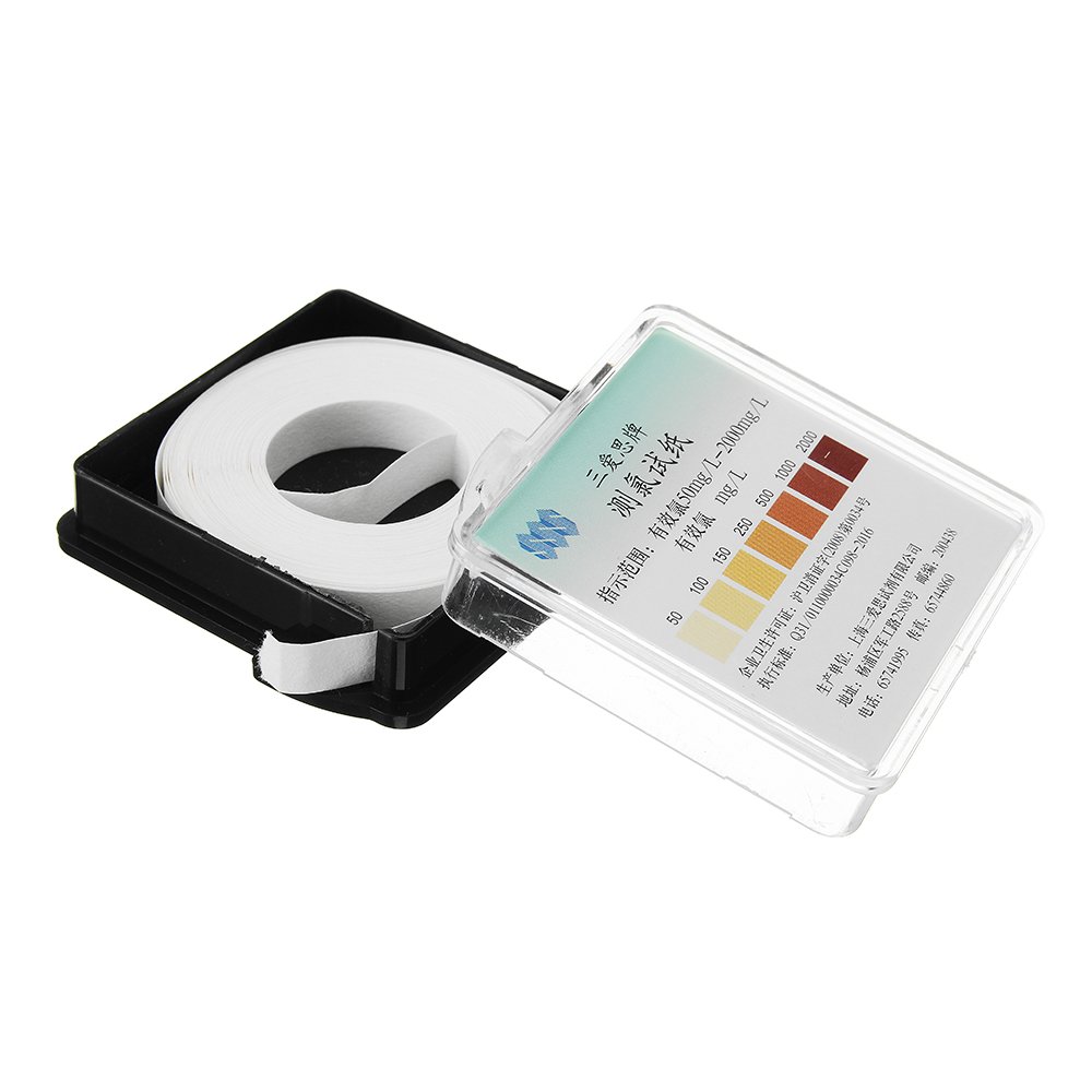 Chlorine Test Paper Roll Range 50-2000 ppm w/ Color Chart Sanitizer ...