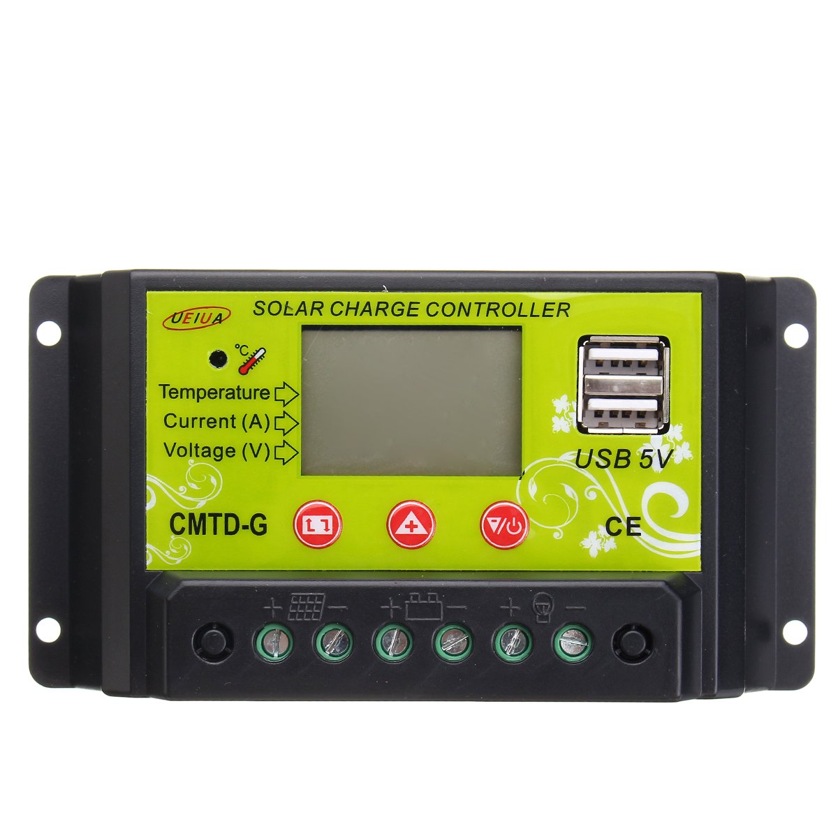 CMTD-G 10A 12V/24V LCD PWM Solar Charge Controller Dual USB Solar Panel ...