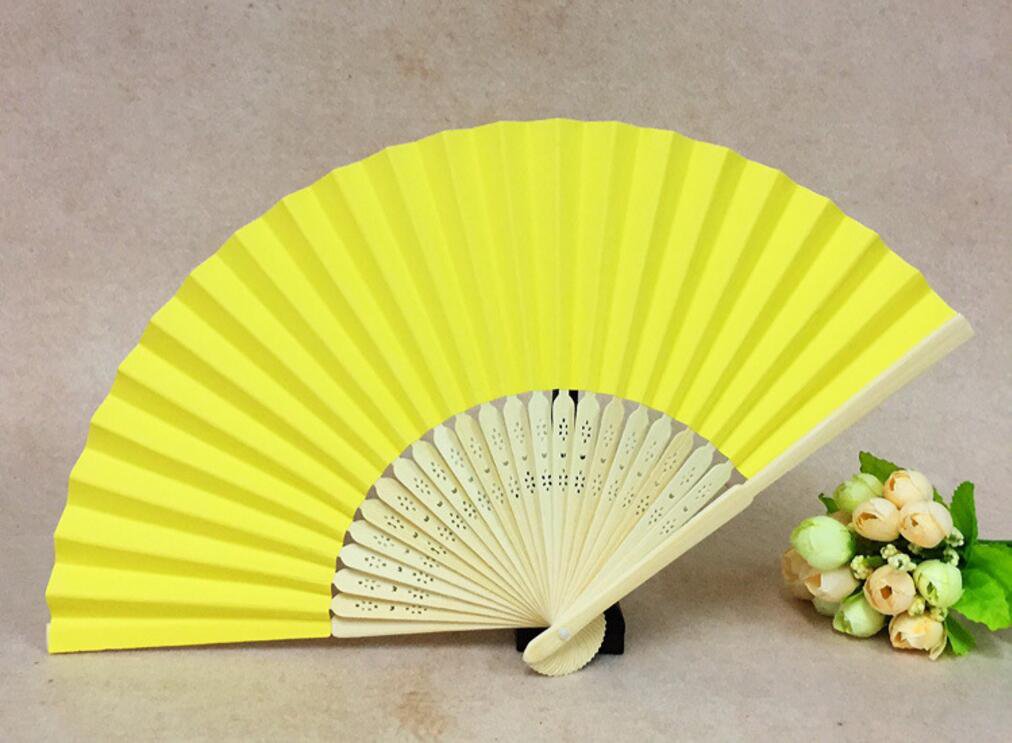 yellow hand fans bamboo paper fans for wedding hand held fans wedding ...