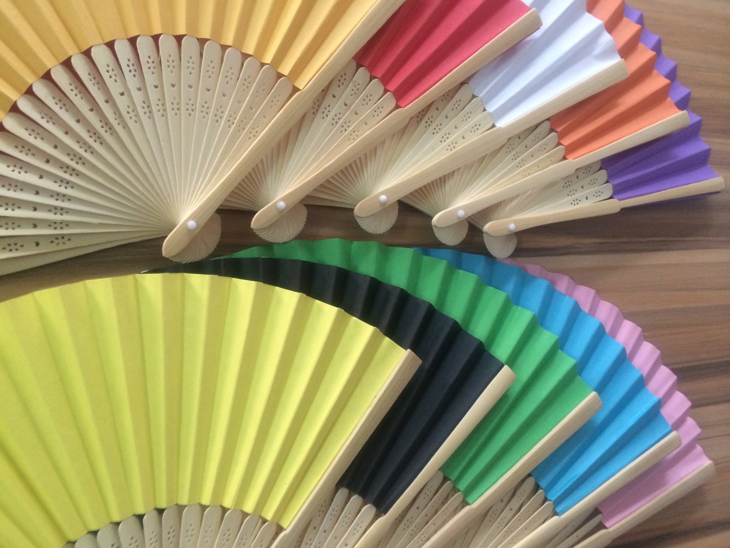 yellow hand fans bamboo paper fans for wedding hand held fans wedding ...