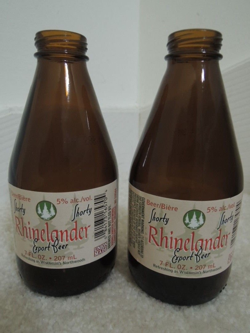 Rhinelander SHORTY Beer Bottles 2 Souvenir 7 oz Brown Glass Bottles ...