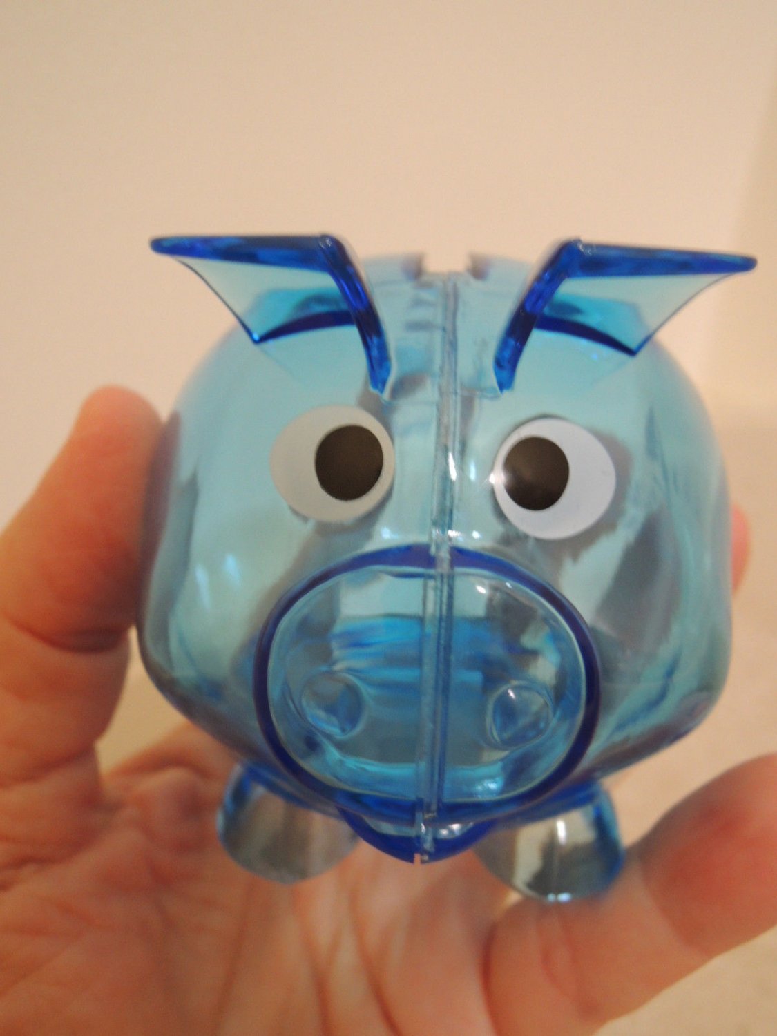 Piggy Bank Blue Plastic Pig - Coin Insert and Stopper - Bank Promo - NEW