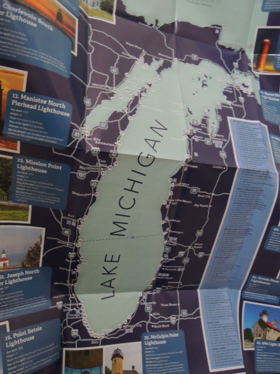 Lake Michigan Lighthouse Postcards + Lake Michigan Circle Tour Guides NEW