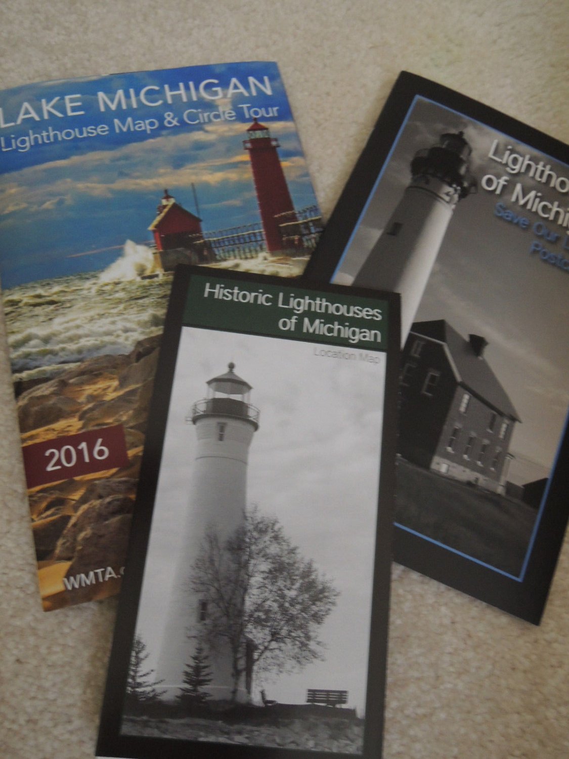 Lake Michigan Lighthouse Postcards + Lake Michigan Circle Tour Guides NEW