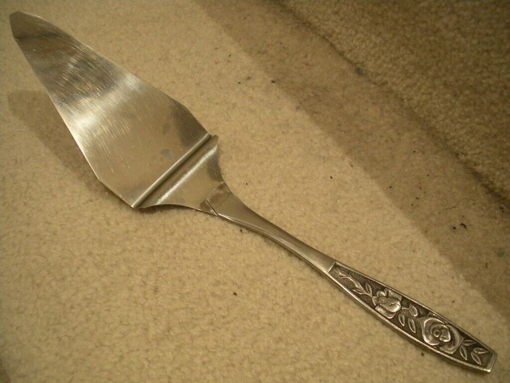 Cake Lifter Stainless Steel Rose Pattern Handle Pie Pastry Server Vtg Japan