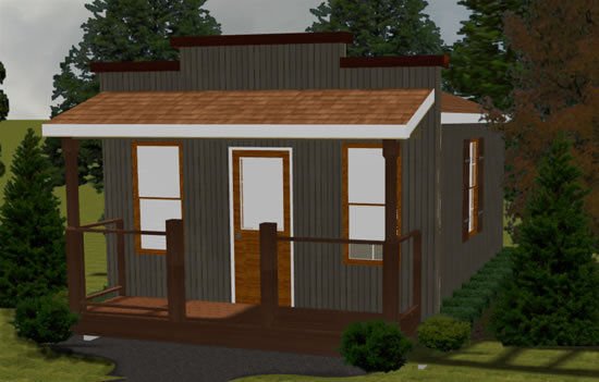 Saloon Style Shed | 14 x 20 | Covered Porch | DIY Building Plans ...