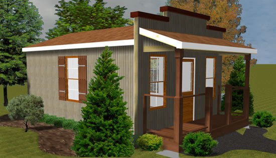 Saloon Style Shed | 14 x 20 | Covered Porch | DIY Building Plans ...