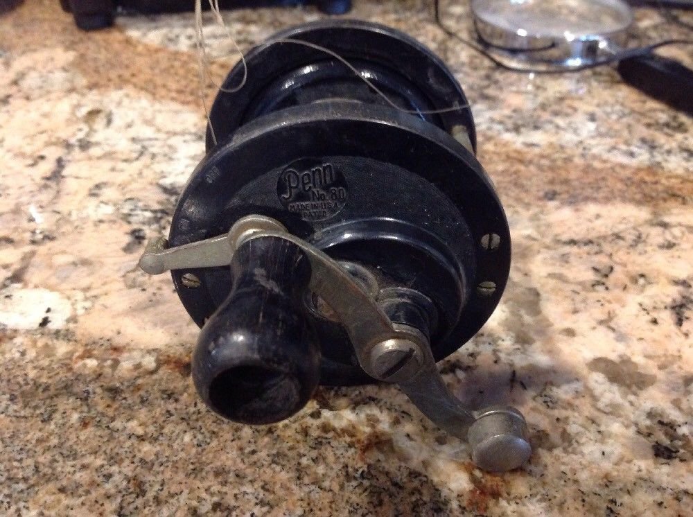 Vintage, Black Bakelite Used, Penn Model No. 80 Fishing Reel Made in USA