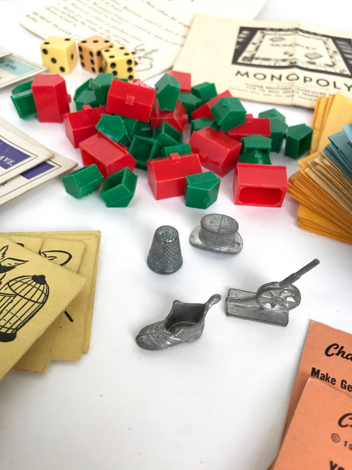 Monopoly Parts Pieces Houses Chance Property Cards Tokens Money ...
