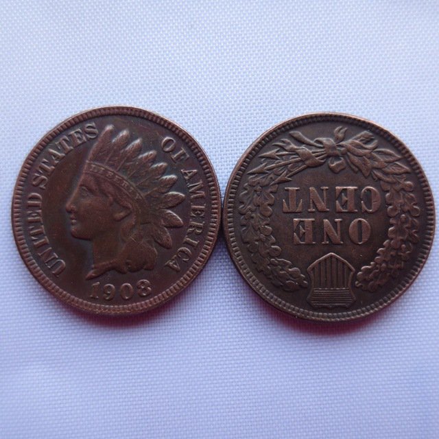 1 Pcs 1908 ONE CENT - INDIAN HEAD CENTS copy coin