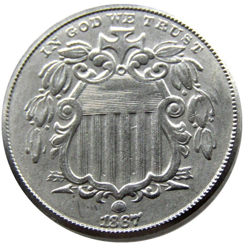 1 Pcs 1867 Shield Five Cents 75% Copper+25% Nickel Copy Coins