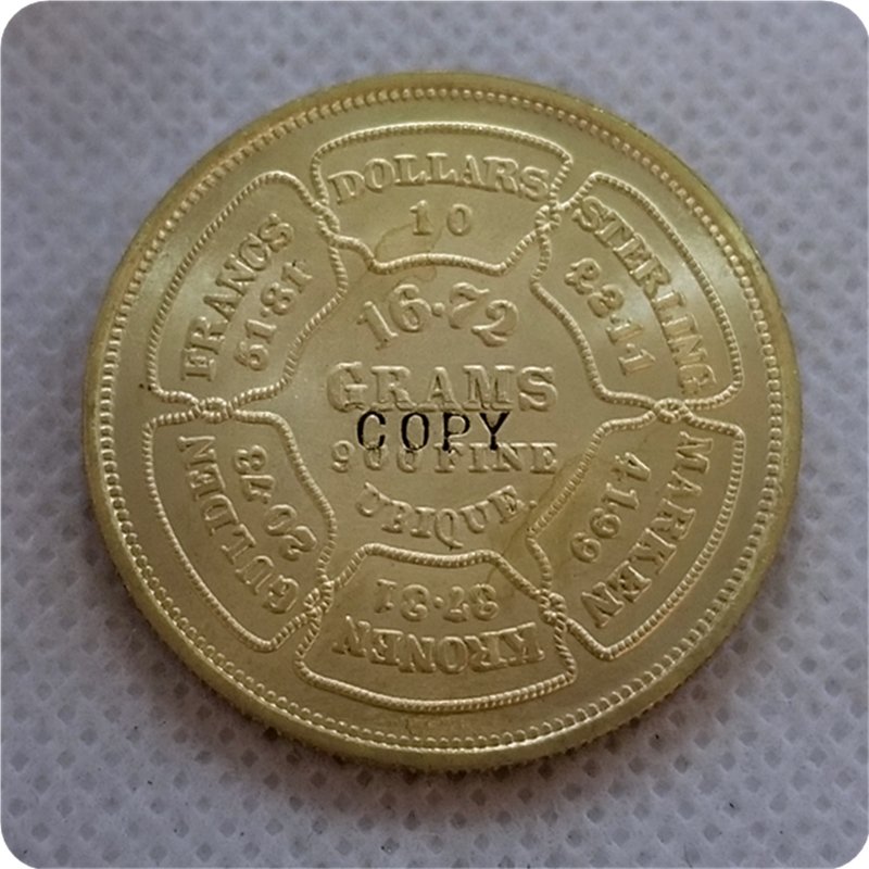 1 Pcs USA 1874 Bickford $10.00 Eagle Patterns Ten Dollar Gold Copy ...