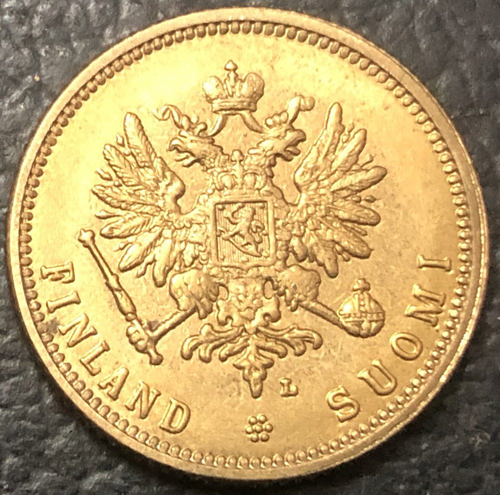 1905 Finland 10 Markkaa-Aleksandr II / Nikolai II Copy Gold Coin
