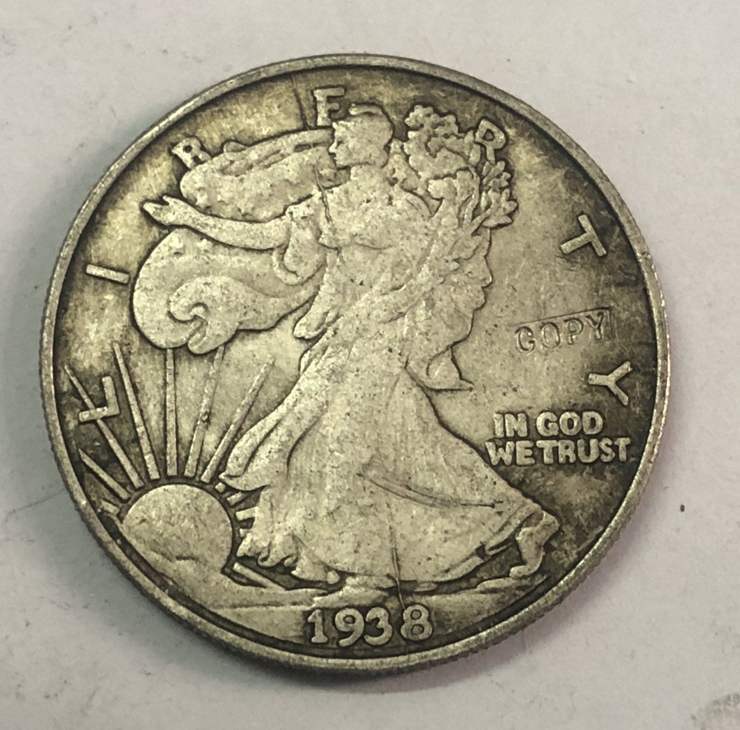 1938 United States ½ Dollar "Walking Liberty Half Dollar" Copy Coin No ...