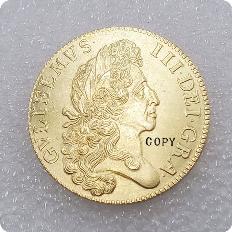 United Kingdom William Iii 1701 Gold Five Guineas Copy Coin