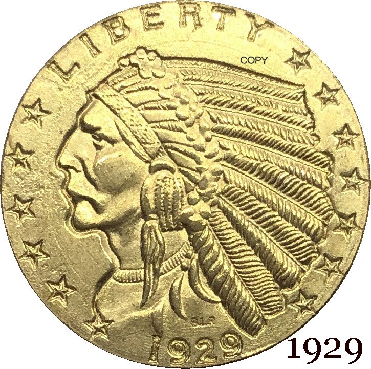 1929 US 2½ Dollars Indian Head Quarter Eagle 2.5 USD Gold Copy Coin