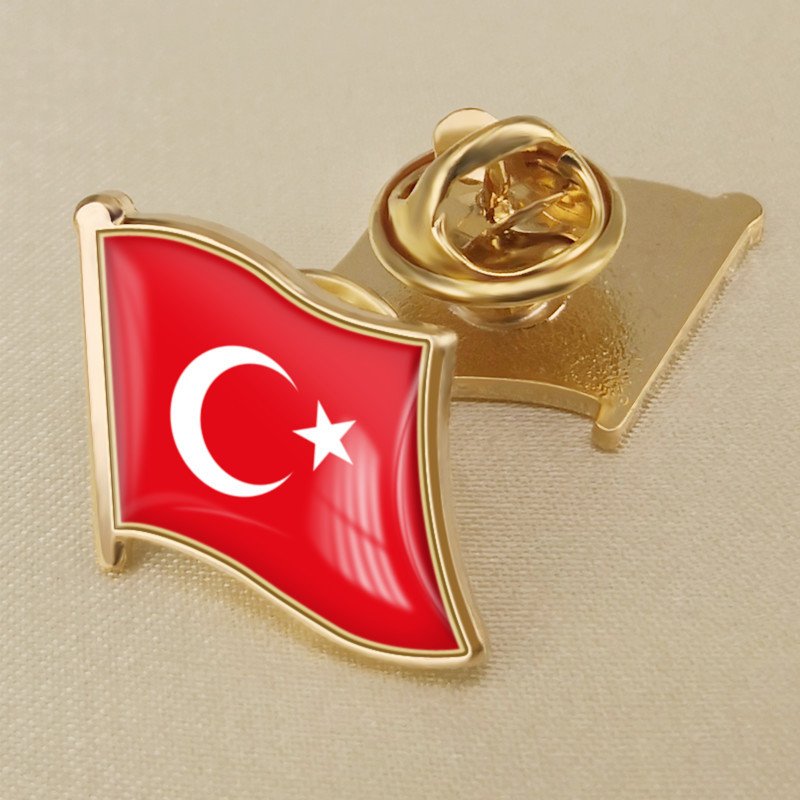 1Pcs Turkey Flag Waving Brooches Lapel Pins