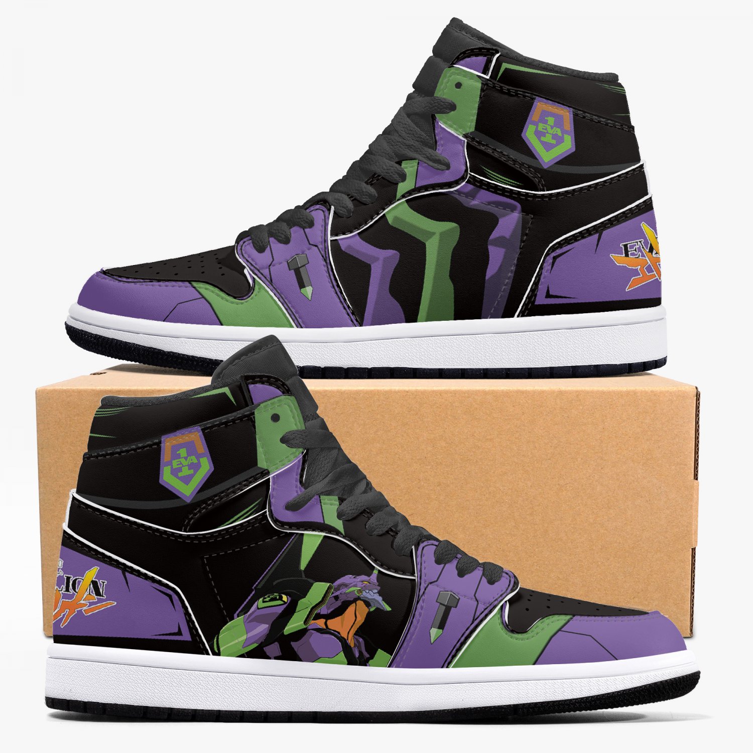 Evangelion Unit-01 Pilot Men High-Tops, Custom EVA Anime Sneakers, NERV ...