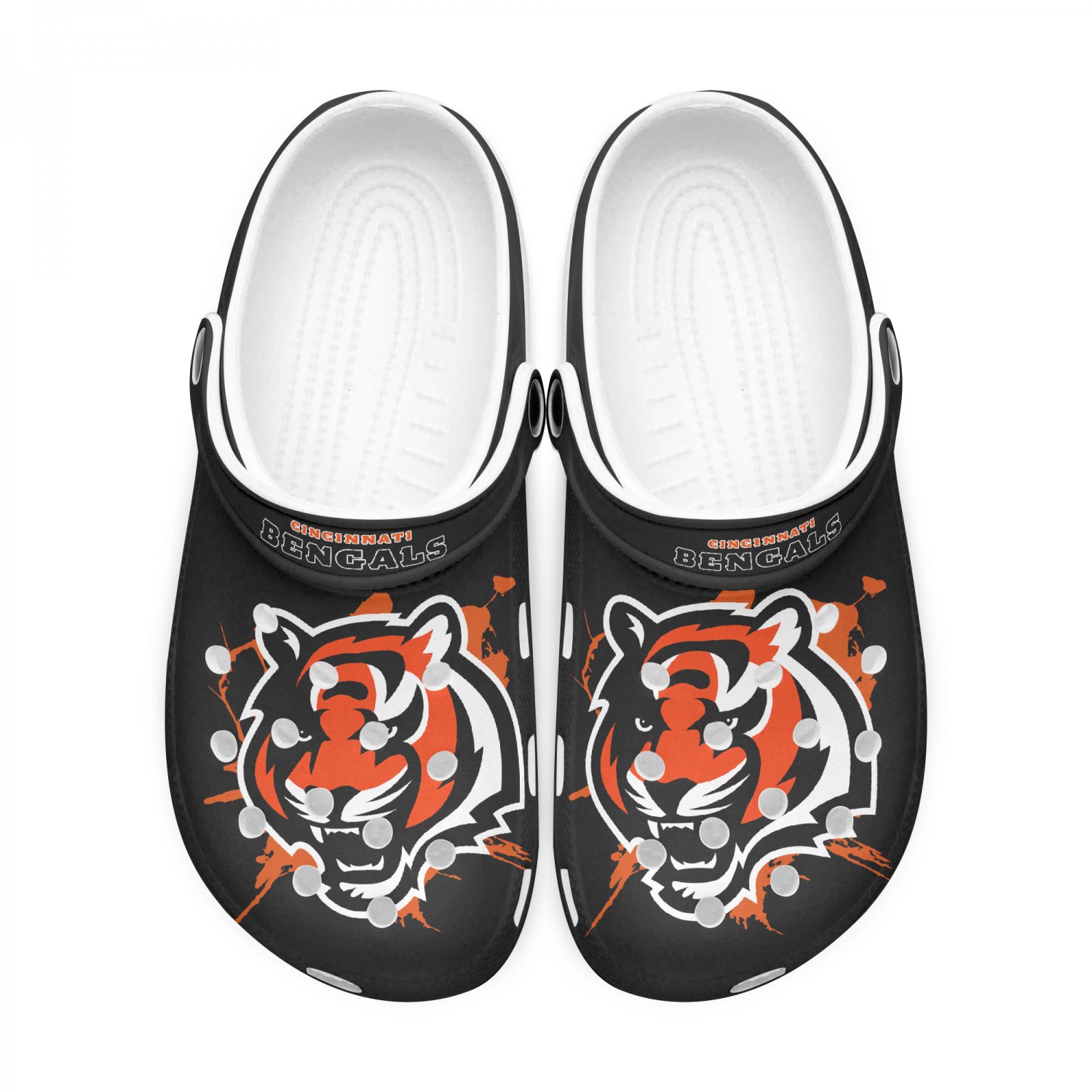 Cincinnati Bengals Tiger Stripe Clogs, Bold Black and Orange Slides ...