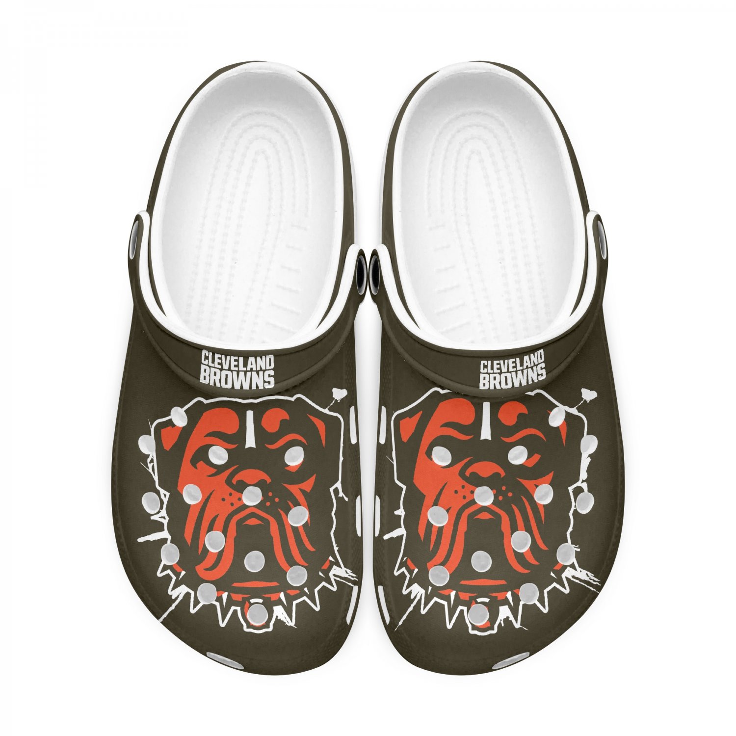 Cleveland Browns Dawg Pound Clogs, Fierce Bulldog Emblem Slides for the ...