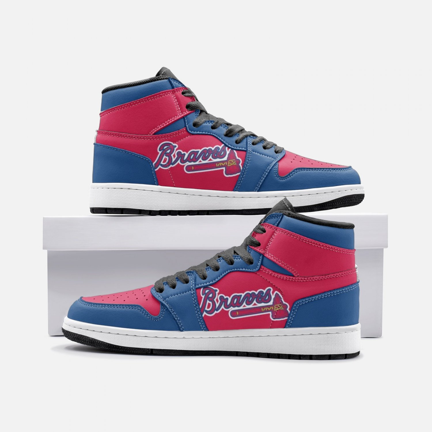 Atlanta Braves Men High-Top Sneakers | Classic Red and Blue Team Logo ...